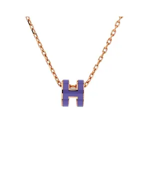 HERMES Mini Pop H Pendant Necklace - Enamel/silver Tone