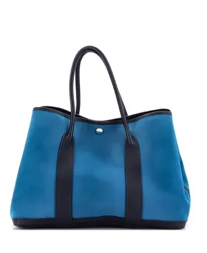 Hermès 36 Garden Party Tote Toile And Leather - Blue