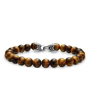 David Yurman Spiritual Beads Bracelet With Tigers Eye - Silver/red