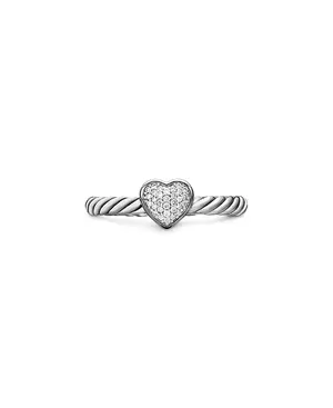 David Yurman Petite Pave Heart Ring - Silver