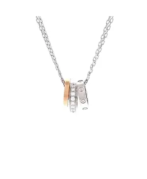CARTIER Love 3 Ring Diamond Pendant Necklace - Pink And White