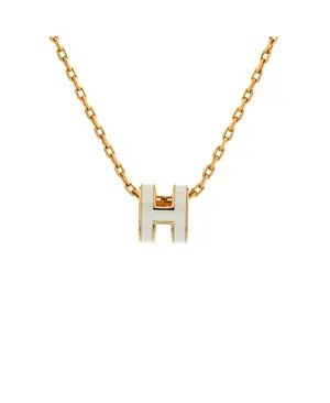 HERMES Mini Pop H Pendant Chain Necklace - Enamel/silver Tone