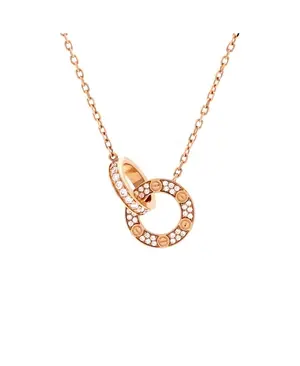 CARTIER Love Interlocking Pave Necklace - Pink