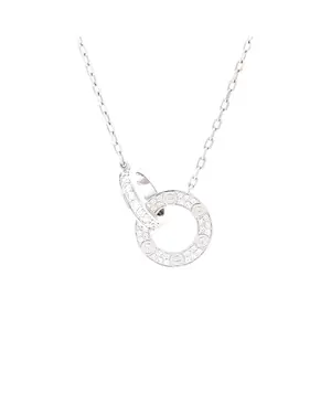 CARTIER Love Interlocking Pave Necklace 18k Gold And Diamonds, 17 - White