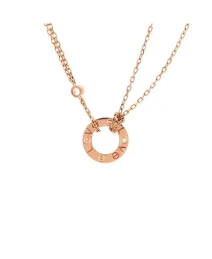CARTIER 2 Diamonds Love Pendant Necklace, 17 - Pink