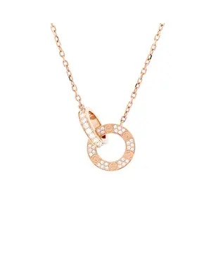 CARTIER Love Interlocking Diamond Pave Necklace - Pink