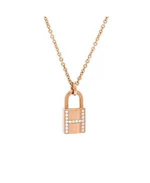 HERMES Amulettes Cadenas Pendant Necklace - Pink