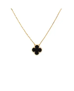 VAN CLEEF & ARPELS Vintage Alhambra Pendant Necklace 18k And Onyx - Gold