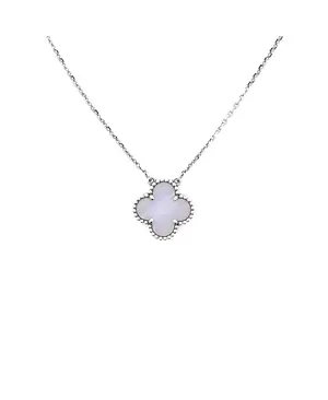 VAN CLEEF & ARPELS Vintage Alhambra Pendant Necklace 18k Gold And Chalcedony, 16.25 - White