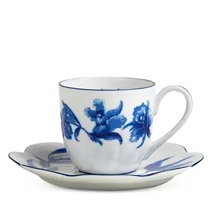 TANIA BULHOES Espresso Cup And Saucer Casa Das Orquideas - Blue