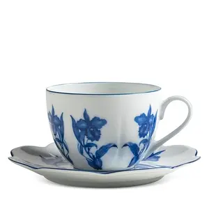 TANIA BULHOES Tea Cup And Saucer Casa Das Orquideas - Blue