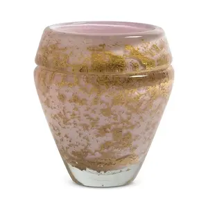 TANIA BULHOES Medium Glass Vase In Pompei & Gold - Pink