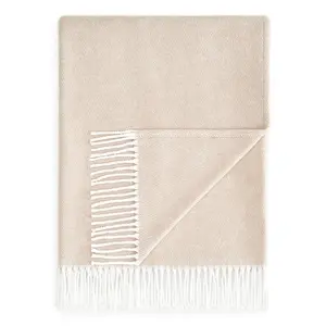 MATOUK Pezzo Fringe Throw Blanket Champagne