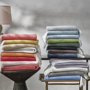 MATOUK Pezzo Fringe Throw Blanket - Silver