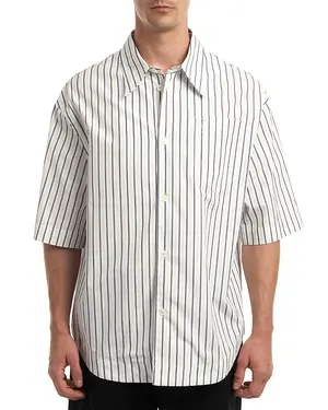 Ami Wide Fit Embossed Stripe Shirt