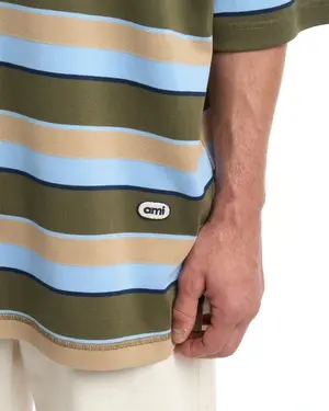 AMI Paris Oversize Fit Stripe Polo Shirt - Multi