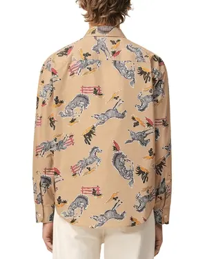 Ami Boxy Shirt With Horse Print