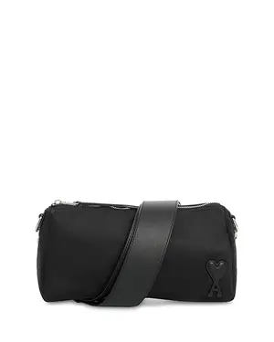 Ami Marcel Canvas Crossbody Bag - Noir