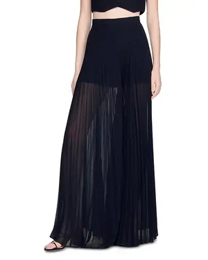 Sandro Pleated Wide Leg Trousers