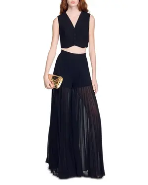 Sandro Pleated Wide Leg Trousers