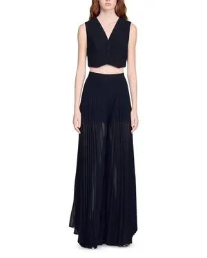 Sandro Pleated Wide Leg Trousers