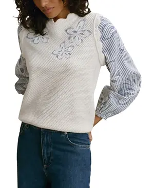 Mint Velvet Cotton Blend Striped Layered Sweater