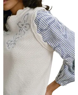 Mint Velvet Cotton Blend Striped Layered Sweater