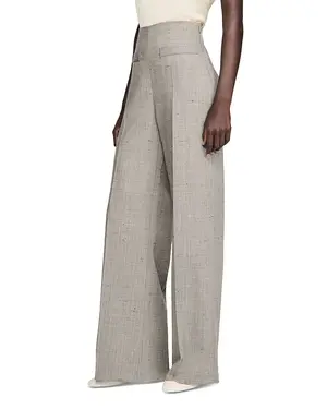 Sandro Loyo Wide Leg Checkered Pants