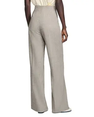 Sandro Loyo Wide Leg Checkered Pants