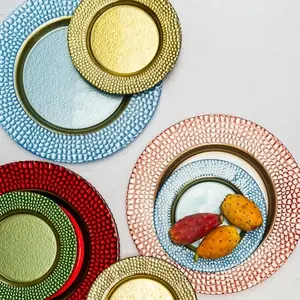 VIETRI Pelli Glass Salad Plate - Blue