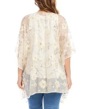 Karen Kane Floral Embroidered Open Front Jacket