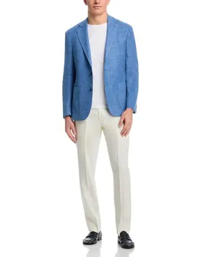 Vince Wool, Silk And Linen Textured Slim Fit Sport Coat - Blue