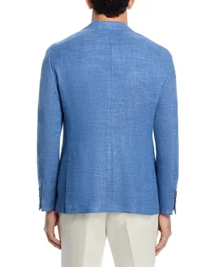 Vince Wool, Silk And Linen Textured Slim Fit Sport Coat - Blue