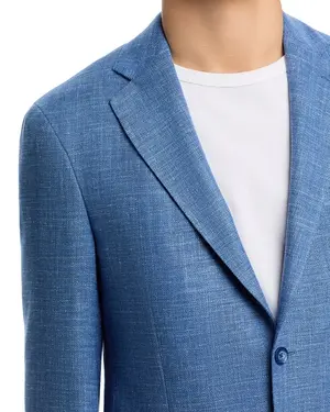 Vince Wool, Silk And Linen Textured Slim Fit Sport Coat - Blue