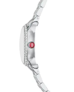 Michele Serein Oval Diamond Stainless Steel Watch - Mop/silver