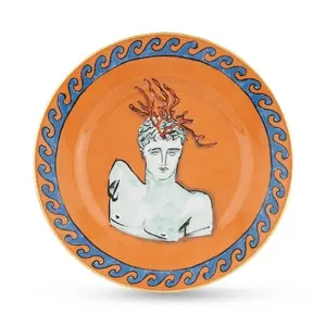 GINORI 1735 Grecian Flat Dessert Plate - Dk Orange