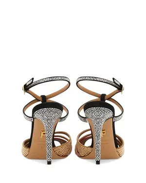 FERRAGAMO Crystal Embellished Stiletto Sandals - Nero