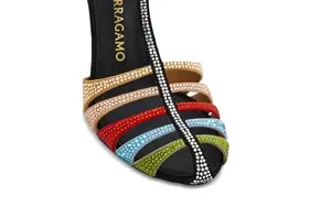 FERRAGAMO Crystal Embellished Stiletto Sandals - Nero