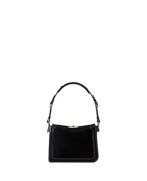 LANVIN Compagnon Small Asymmetrical Shoulder Bag With Python Finish - Black