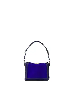 LANVIN Compagnon Small Asymmetrical Bag With Python Finish Pale Blue Suede With Python Finish.