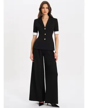 MISS CIRCLE NEW YORK Aleeza Wide Leg Suit Pants