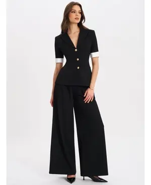 MISS CIRCLE NEW YORK Aleeza Wide Leg Suit Pants