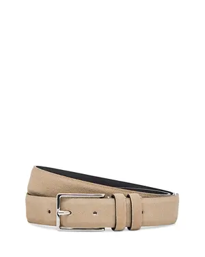 REISS Dante Leather Belt - Stone