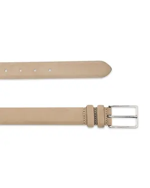 REISS Dante Leather Belt - Stone
