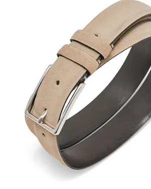 REISS Dante Leather Belt - Stone