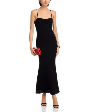 Aqua Solid Mesh Maxi Dress