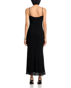 Aqua Solid Mesh Maxi Dress