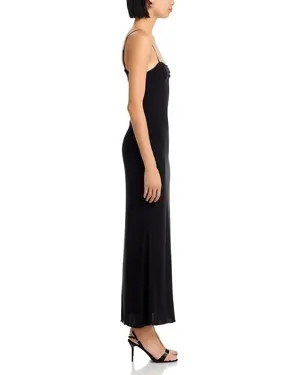 Aqua Solid Mesh Maxi Dress