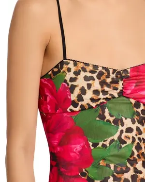 Aqua Mesh Maxi Dress - Leopard Florals
