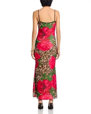Aqua Mesh Maxi Dress - Leopard Florals